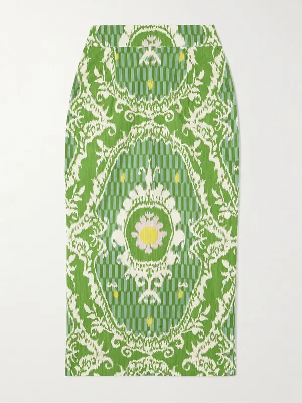 MARTA FERRI Cipriani Printed Cotton Midi Skirt - Green