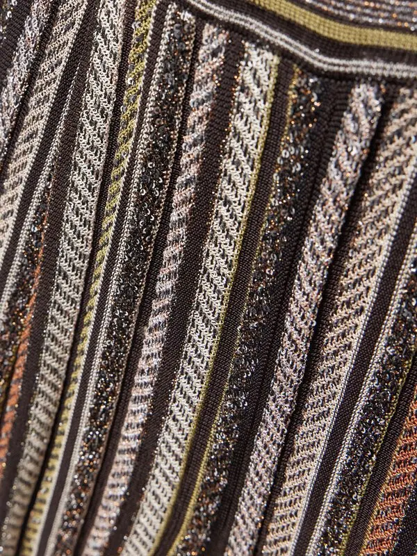 Missoni Sequin-embellished Striped Crochet-knit Wide-leg Pants - Metallic