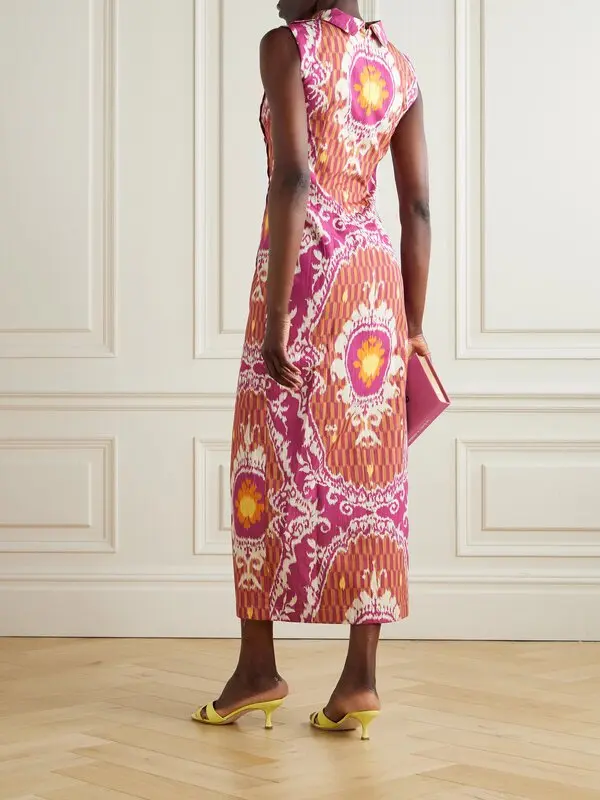 MARTA FERRI Printed Organic Cotton Midi Dress