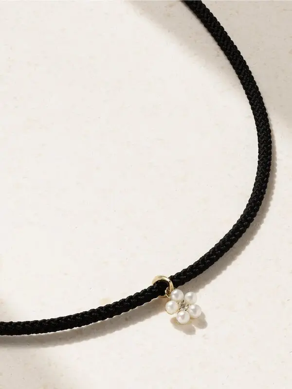 Mizuki 14-karat Gold Pearl And Diamond Necklace - Black