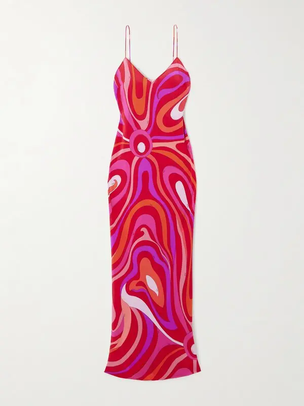 Emilio Pucci Marmo Printed Silk Crepe De Chine Maxi Dress - Pink