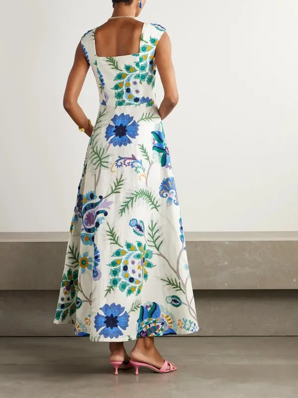 MARTA FERRI Farfalle Embroidered Printed Maxi Dress