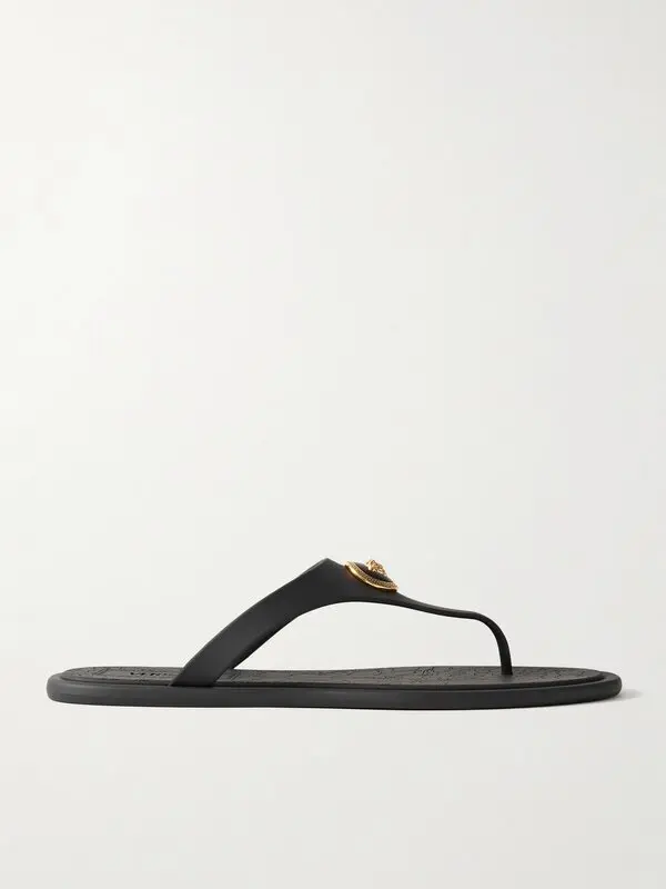 Versace Alia Embellished Flip Flops - Black