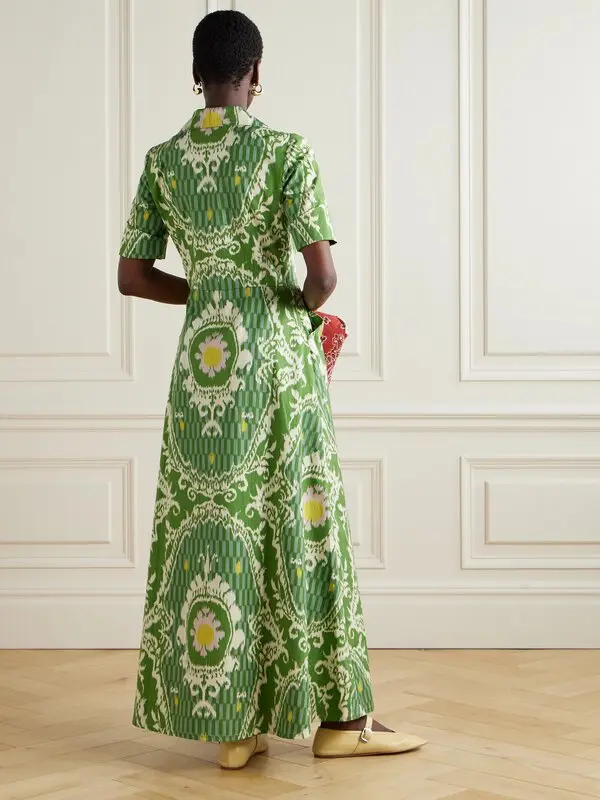 MARTA FERRI Maria Printed Organic Cotton Maxi Shirt Dress