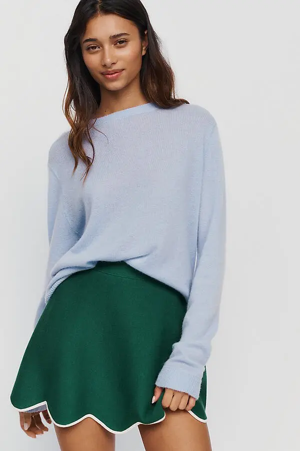 Maeve Scalloped-hem Mini Skirt - Green
