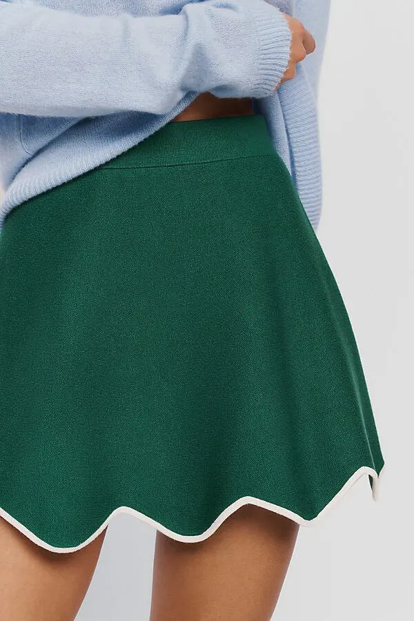 Maeve Scalloped-hem Mini Skirt - Green