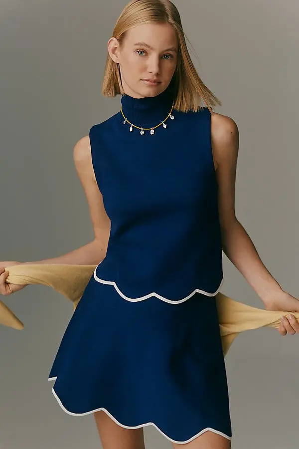 Maeve Scalloped-hem Mini Skirt