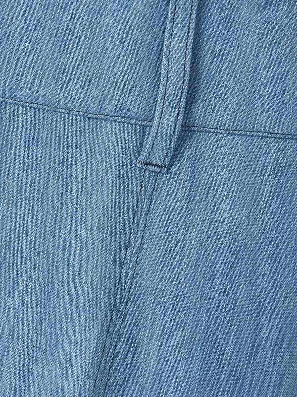 Gabriela Hearst Rhein Cotton And Linen-blend Chambray Flared Pants