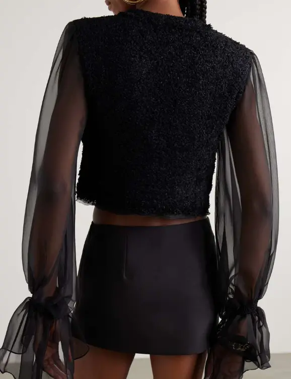 Balmain Tweed And Silk-chiffon Jacket