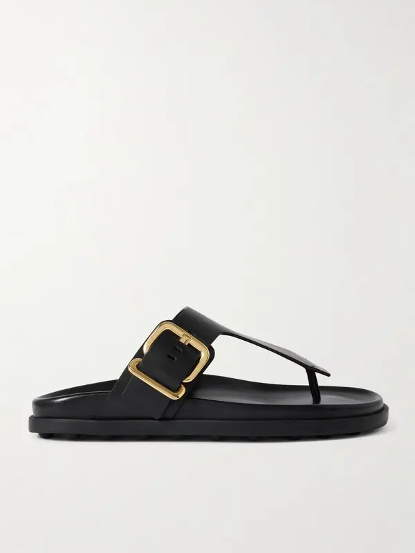 TOD'S Buckled Leather Sandals - Black