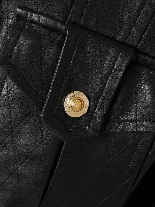 Balmain Quilted Leather And Tweed Bomber Jacket