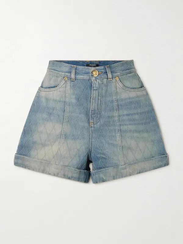 Balmain Embroidered Denim Shorts