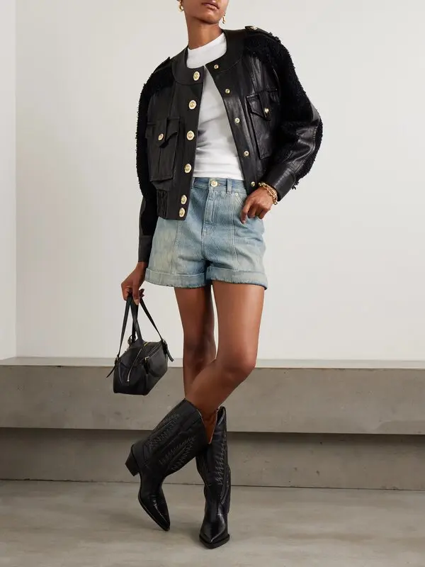 Balmain Embroidered Denim Shorts