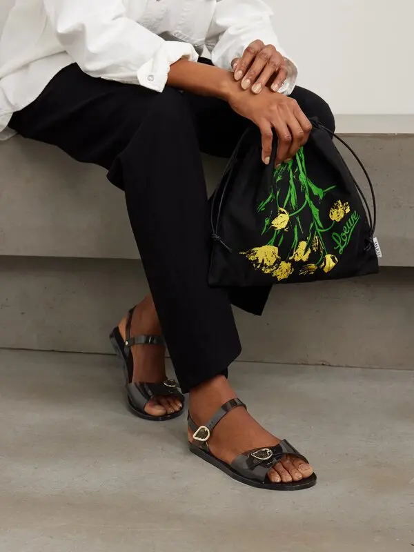 ANCIENT GREEK SANDALS Irini Recycled-pvc Slingback Sandals - Black