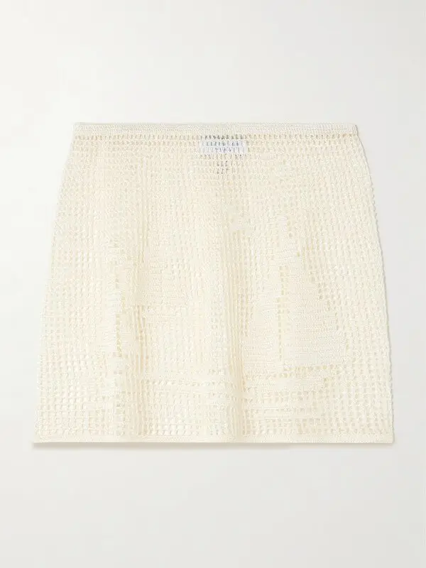 Calle Del Mar Nautical Crocheted Mini Skirt - Neutrals