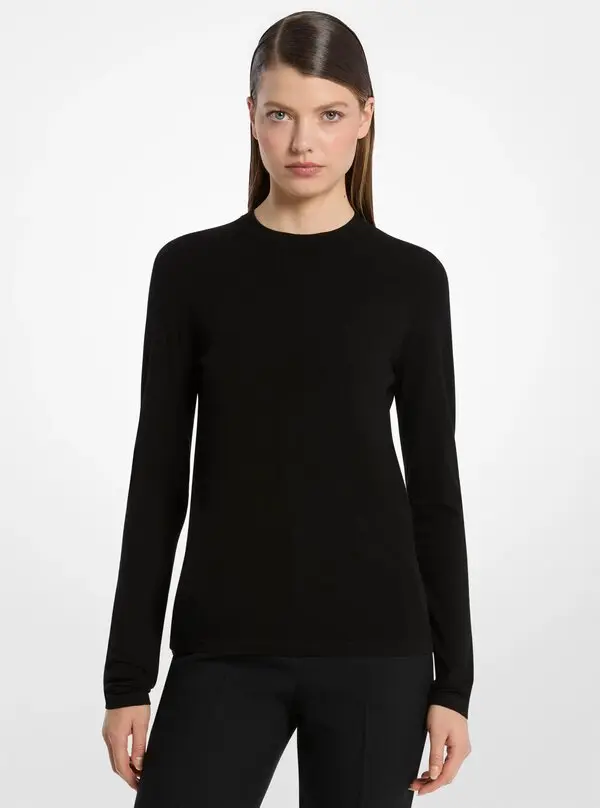 Michael Kors Stretch Viscose Long Sleeve Shirt - Black