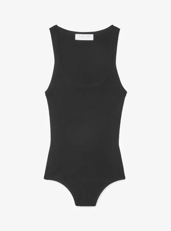 Michael Kors Ribbed Stretch Viscose Tank Top Bodysuit In Size By - Black