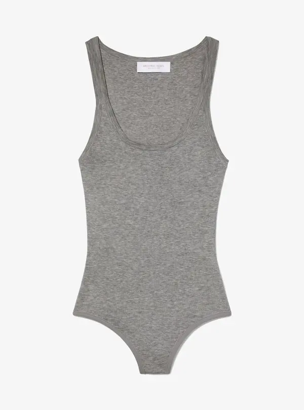 Michael Kors Ribbed Stretch Viscose Tank Top Bodysuit In Size By - Grey