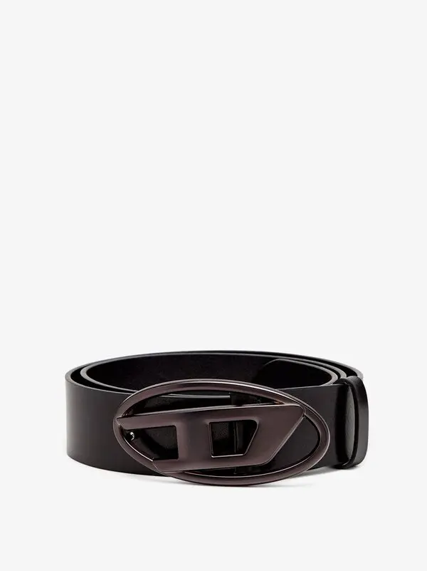 Diesel Leather Belt With Oval-d Buckle - Black