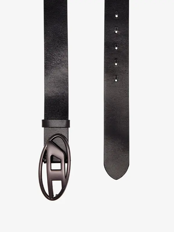 DIESEL Leather Belt With Oval-d Buckle