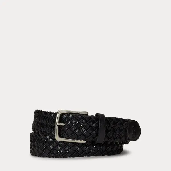Ralph Lauren Leather & Braided Cord Belt - Black/black