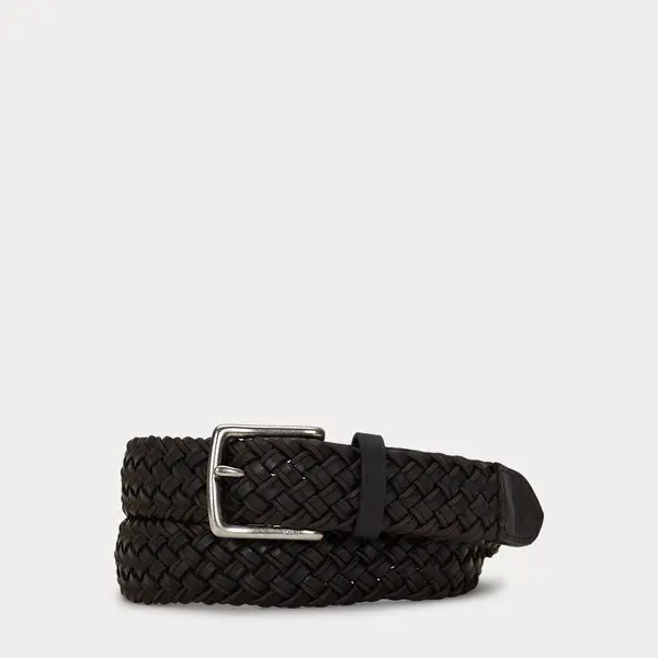 Ralph Lauren Leather And Braided Cord Woven Belt - Black/brown
