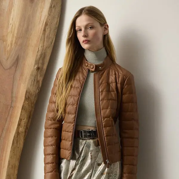 Ralph Lauren Roslin Quilted Lambskin Down Coat - Light Toffee