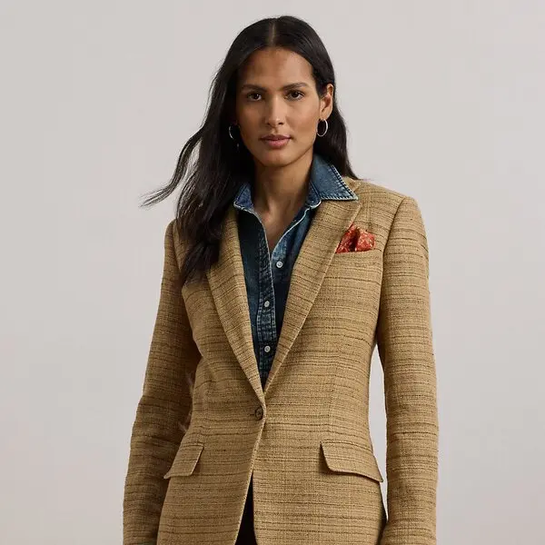 Ralph Lauren Herringbone Linen-blend Tweed Blazer