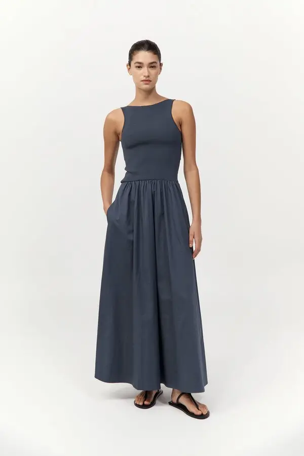 ST. AGNI Bateau Cut Out Dress - Graphite