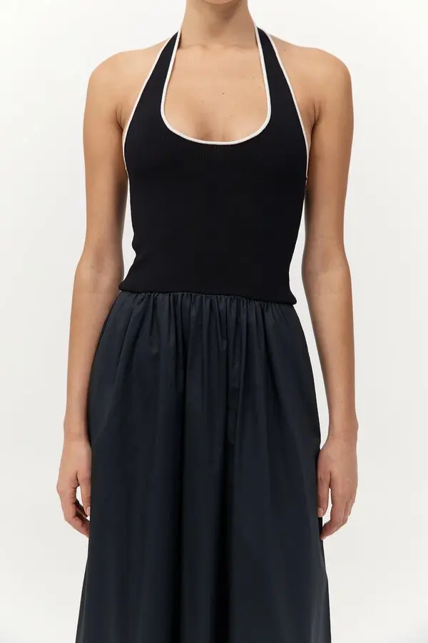 St. Agni Halter Gathered Maxi Dress - Black - 50% Off | Editorialist