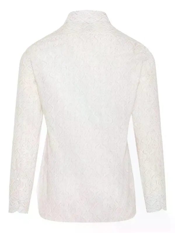 BARBA NAPOLI Floral-patter Long-sleeve Shirt - White