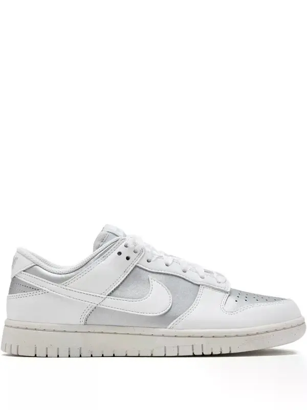 Nike Dunk Low Metallic Leather Sneakers - Silver