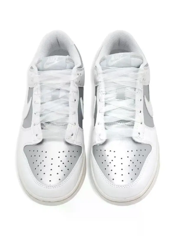 Nike Dunk Low Metallic Leather Sneakers - Silver
