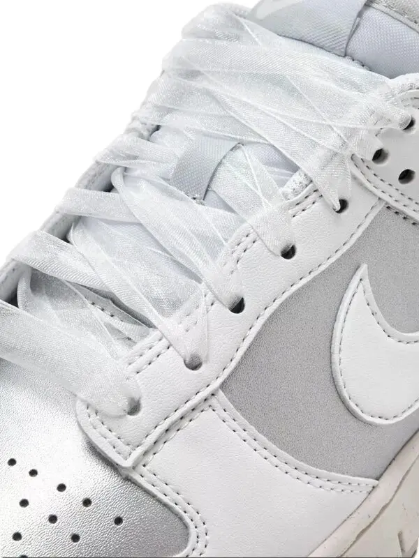 Nike Dunk Low Metallic Leather Sneakers - Silver
