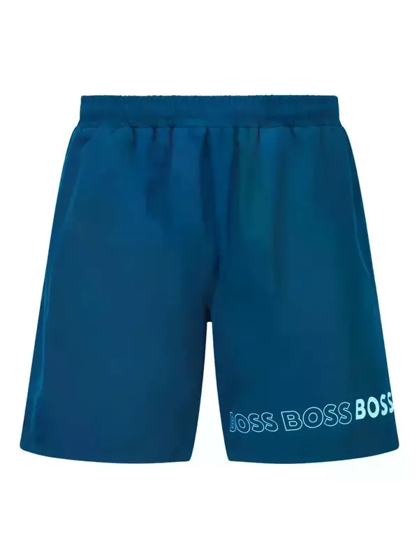 Hugo Logo-print Swim Shorts - Blue
