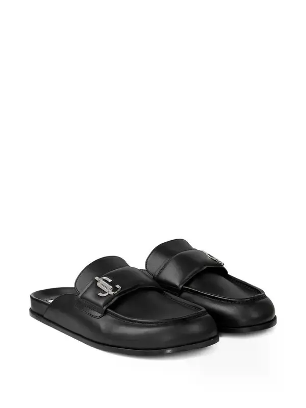 JIMMY CHOO Milo Leather Slippers With Jc Hardware - Black