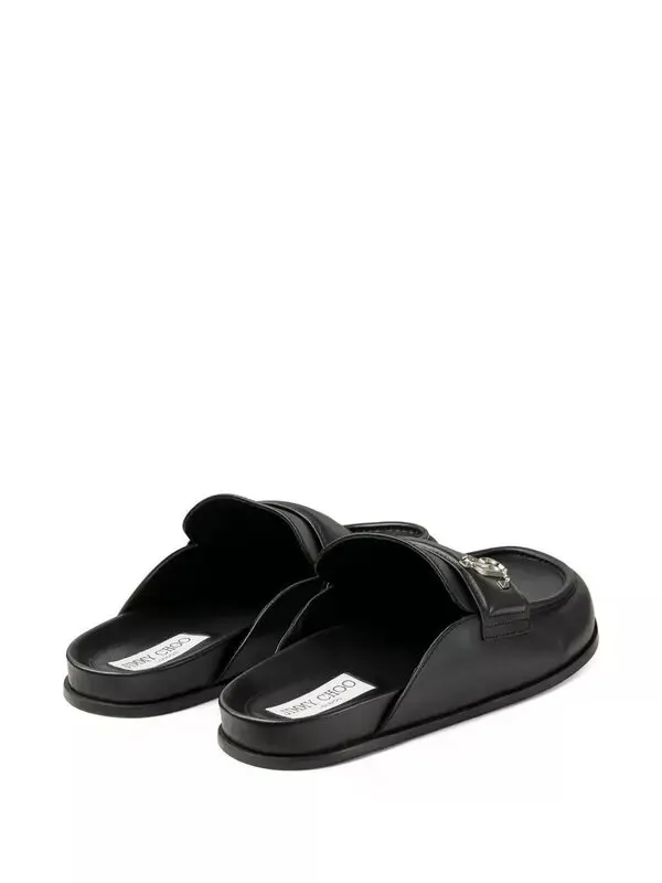 JIMMY CHOO Milo Leather Slippers With Jc Hardware - Black