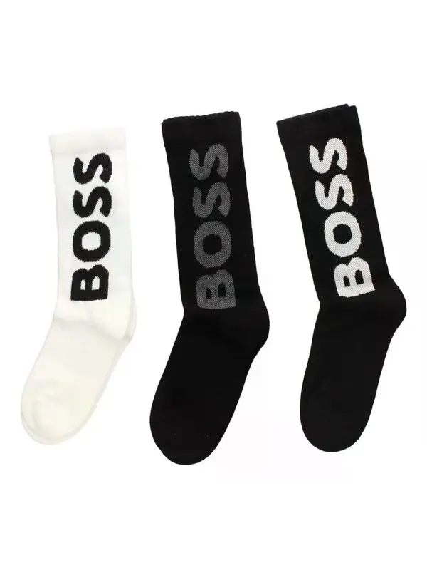 BOSS Logo-print Socks - Black