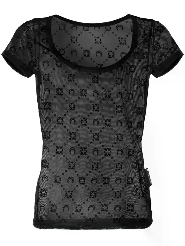 MARINE SERRE Monogram Mesh T-shirt - Black