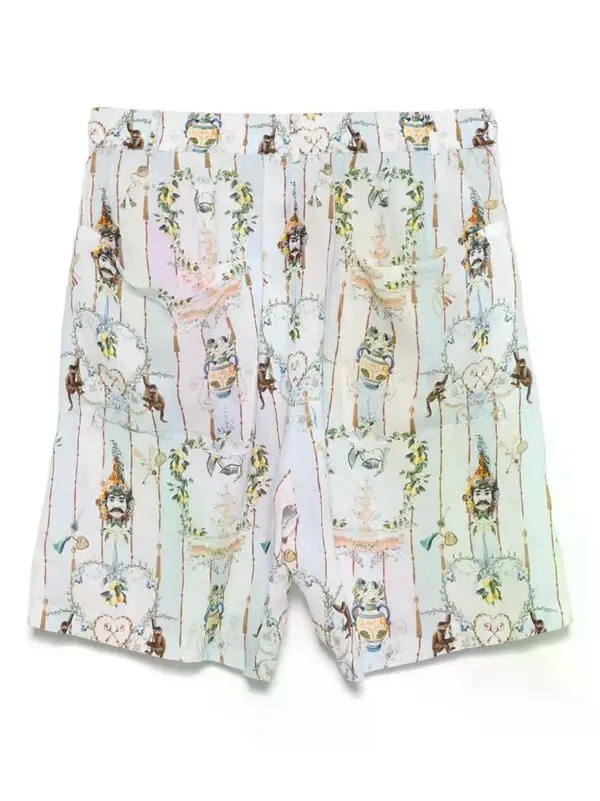 Camilla Linen Graphic Print Shorts