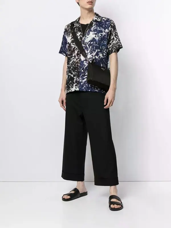 PORTS V Marble-print Button-down Shirt