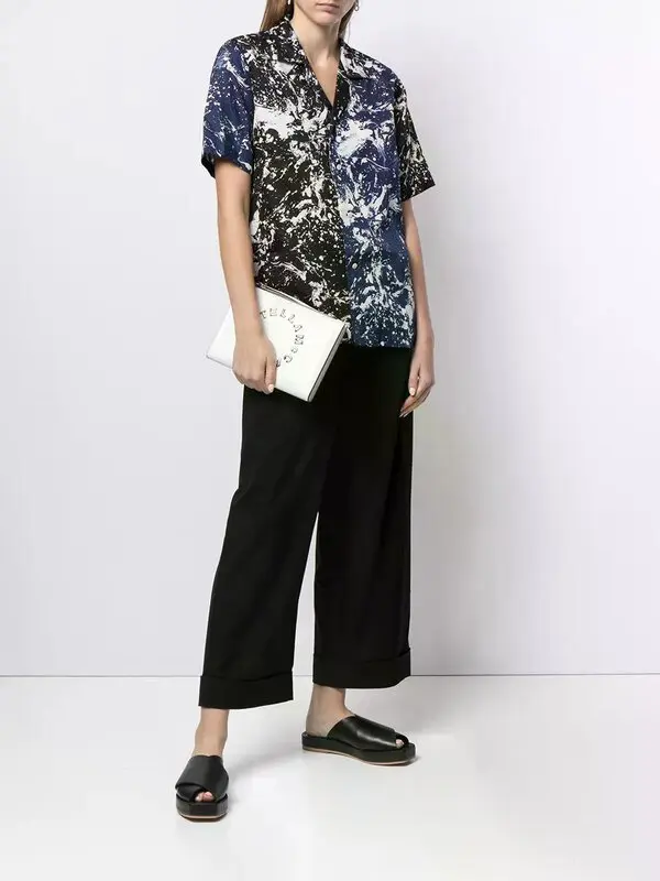 PORTS V Marble-print Button-down Shirt