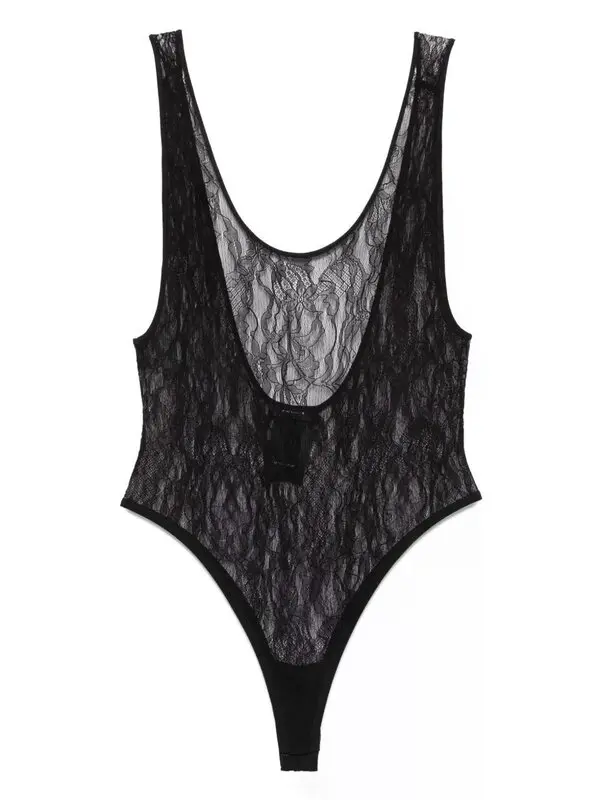 Wardrobe.NYC Lace Tank Bodysuit - Black