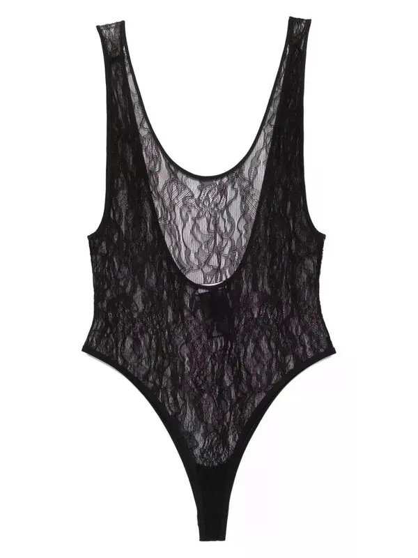 Wardrobe.NYC Lace Tank Bodysuit - Black