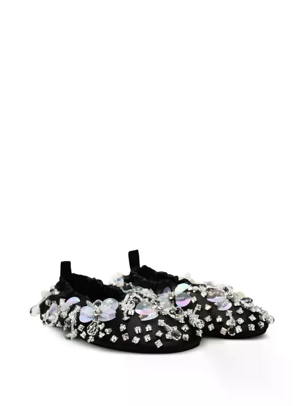 ANOUKI Crystal-embellished Satin Ballet Flats