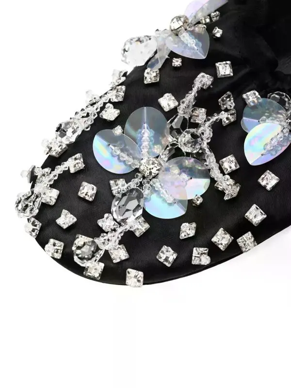 ANOUKI Crystal-embellished Satin Ballet Flats