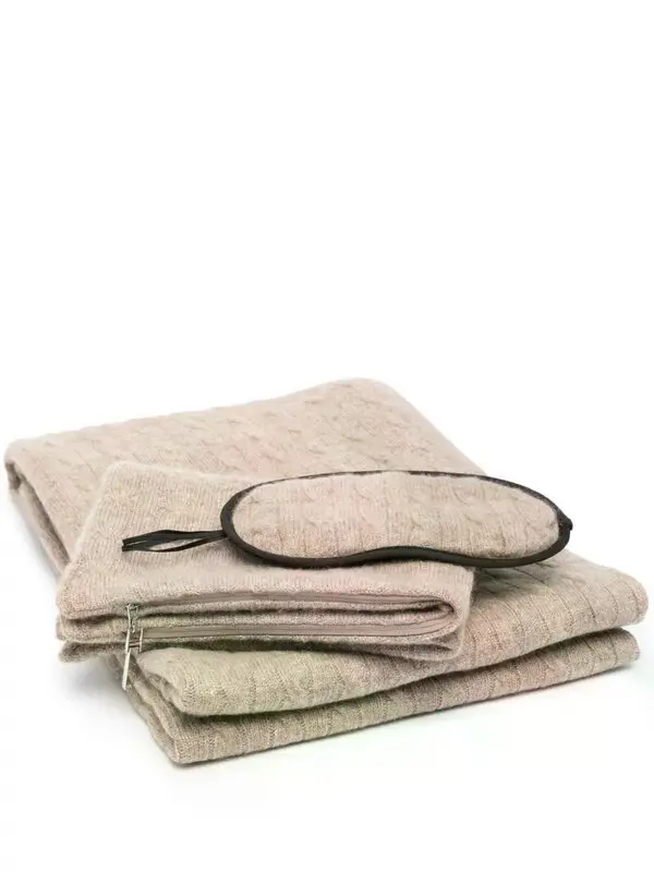 Ralph Lauren Cable-knit Cashmere Blanket Travel Set - Neutrals