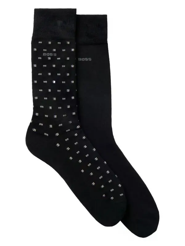 BOSS Intarsia-knit Socks Pack Of Two - Black