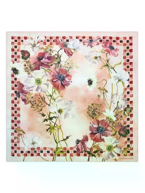 FERRAGAMO Floral-print Silk Scarf - Pink
