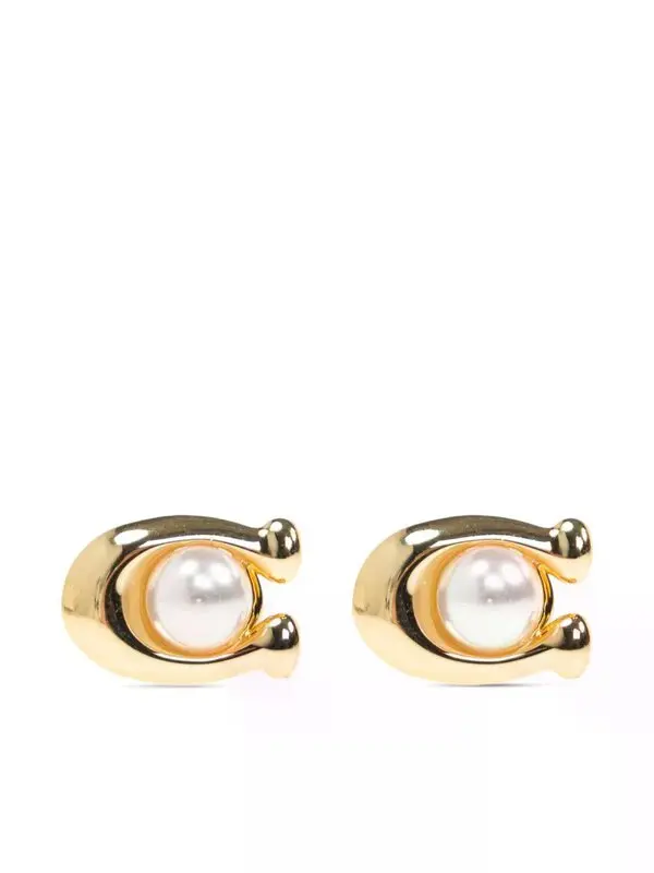 COACH C Pearl Necklace And Earrings